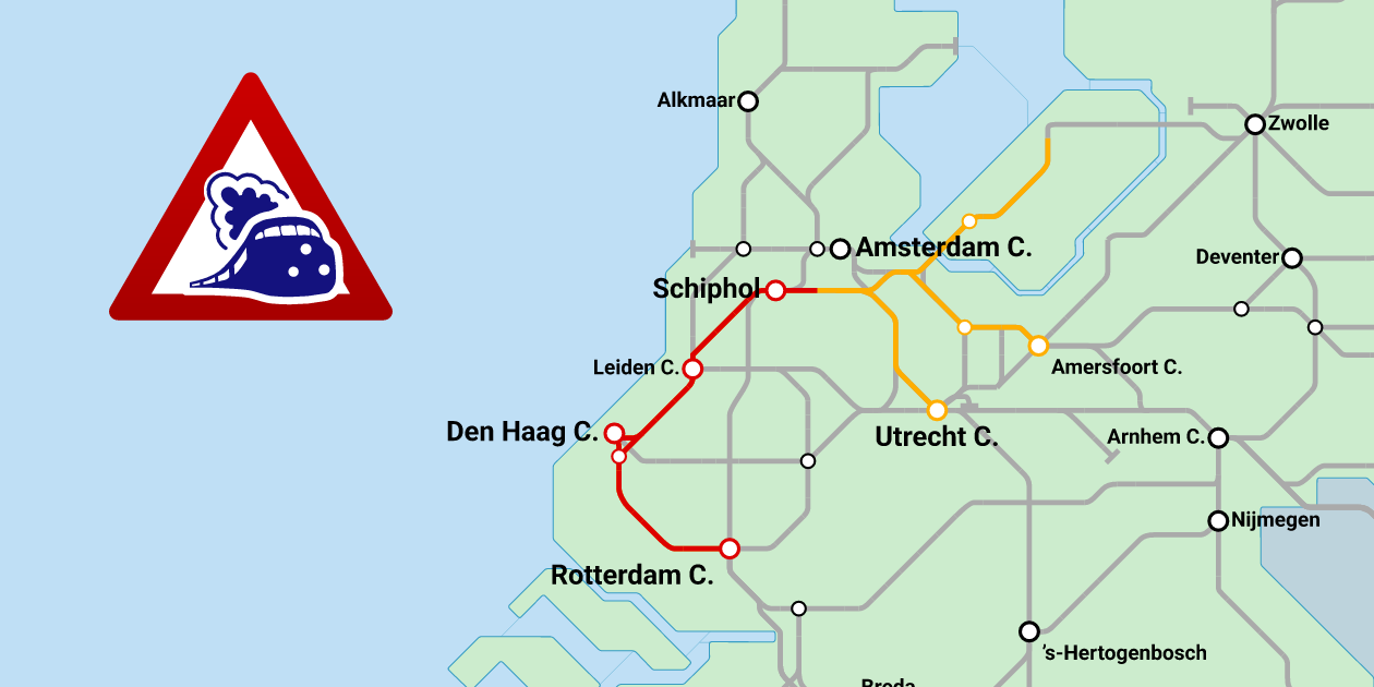 Amsterdam - Schiphol - Rotterdam: gestrande trein (16 mei 2025)