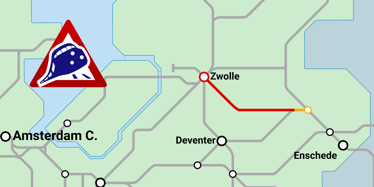 Zwolle - Almelo: dier op het spoor (20 april 2026)
