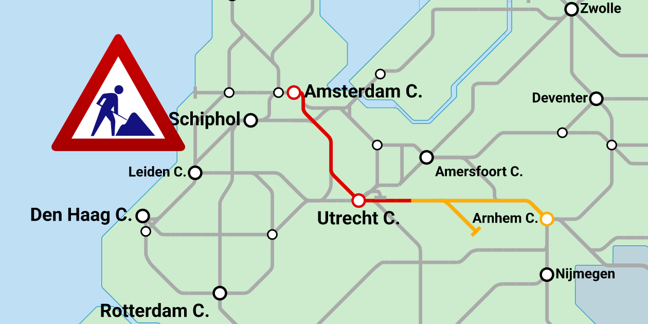 Amsterdam - Utrecht; Utrecht - Driebergen-Zeist: herstelwerkzaamheden